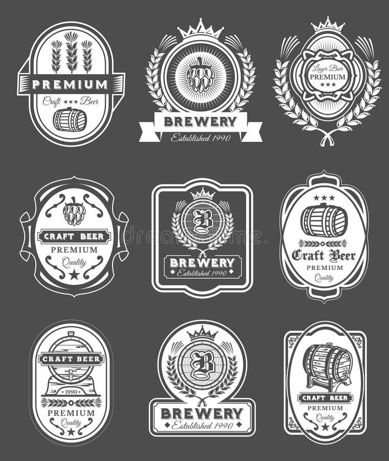 Collection Retro Beer Emblems, Badges, Stickers Stock Illustration ...
