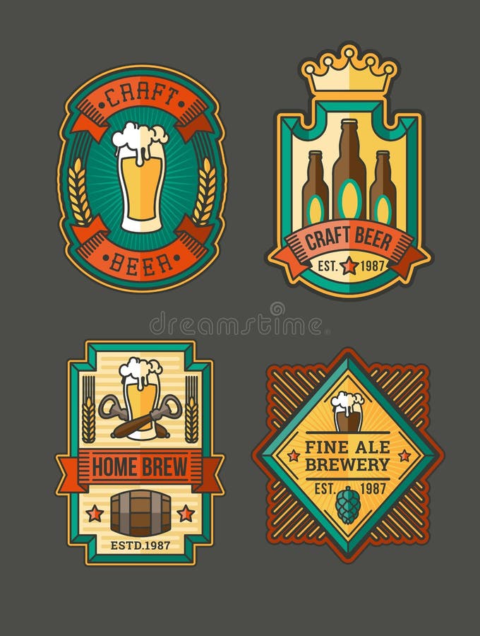 Collection of Retro Beer Labels, Stickers Stock Vector - Illustration ...