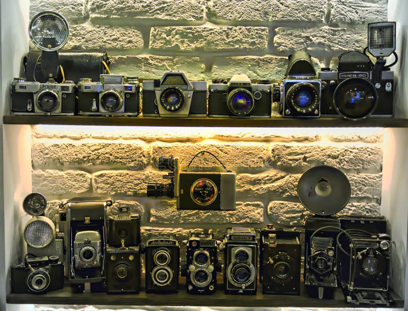 A Collection of Retro Cameras Editorial Image - Image of iron, soviet ...