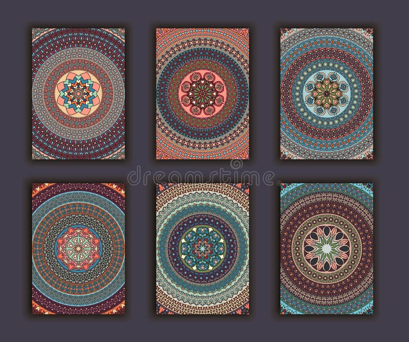 Collection Retro Cards. Ethnic Backgrounds. Card of Invitation Stock ...