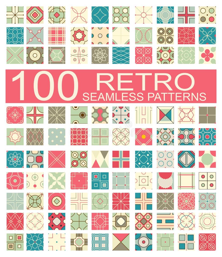 Set Retro 100 Seamless Patterns Stock Illustrations – 76 Set Retro 100 Seamless Patterns Stock ...