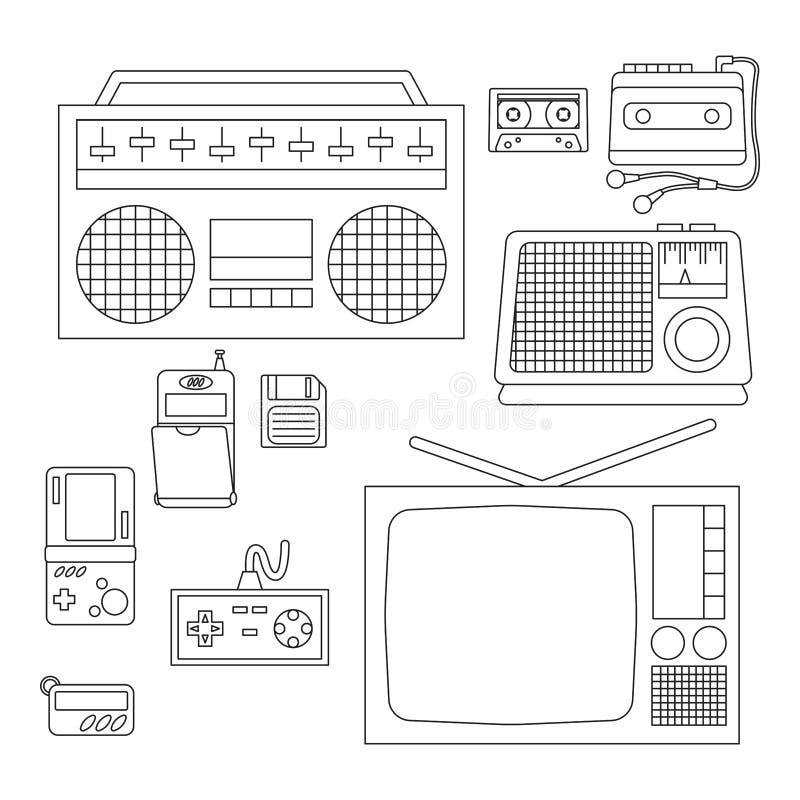 Retro icon set stock vector. Illustration of logo, radio - 267210568