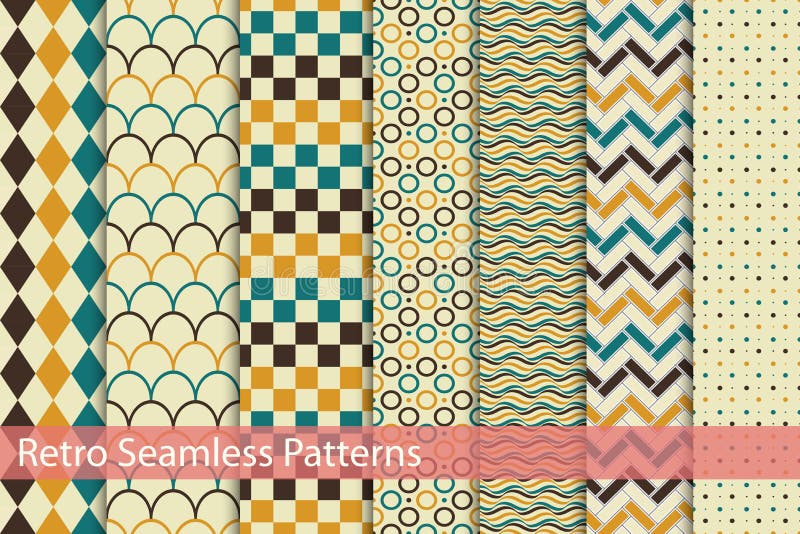 Collection of Retro Seamless Patterns. Stock Vector - Illustration of ...