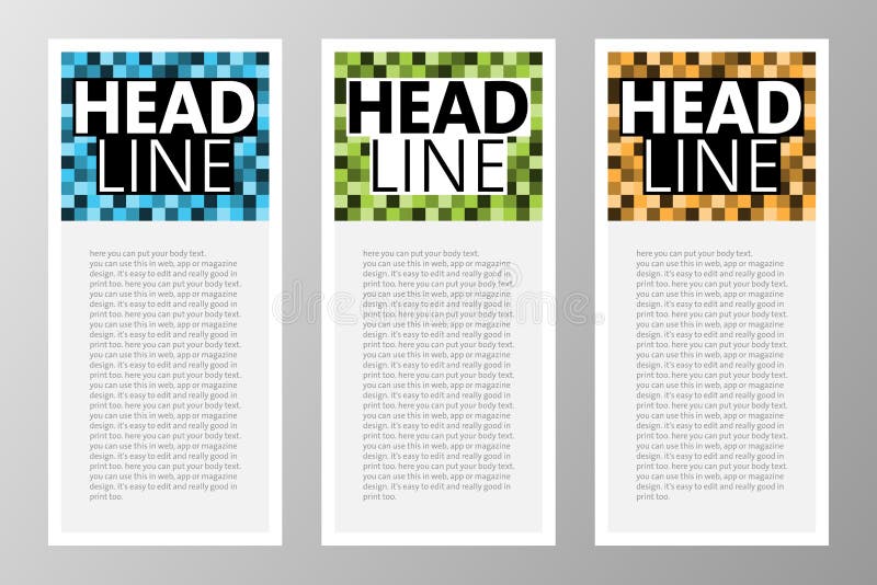 Collection of Retro Square Blocks, Pixels Text Box for Web, App ...