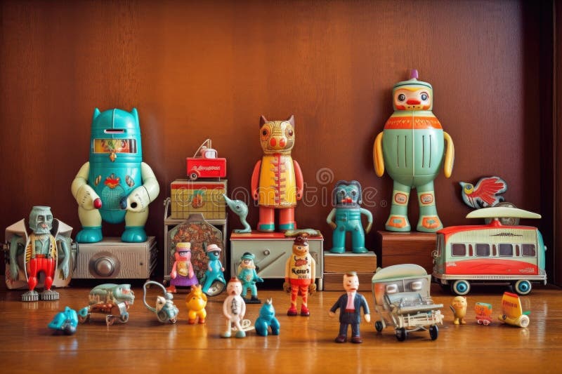 Collection of Retro Wind-up Toys Stock Illustration - Illustration of ...