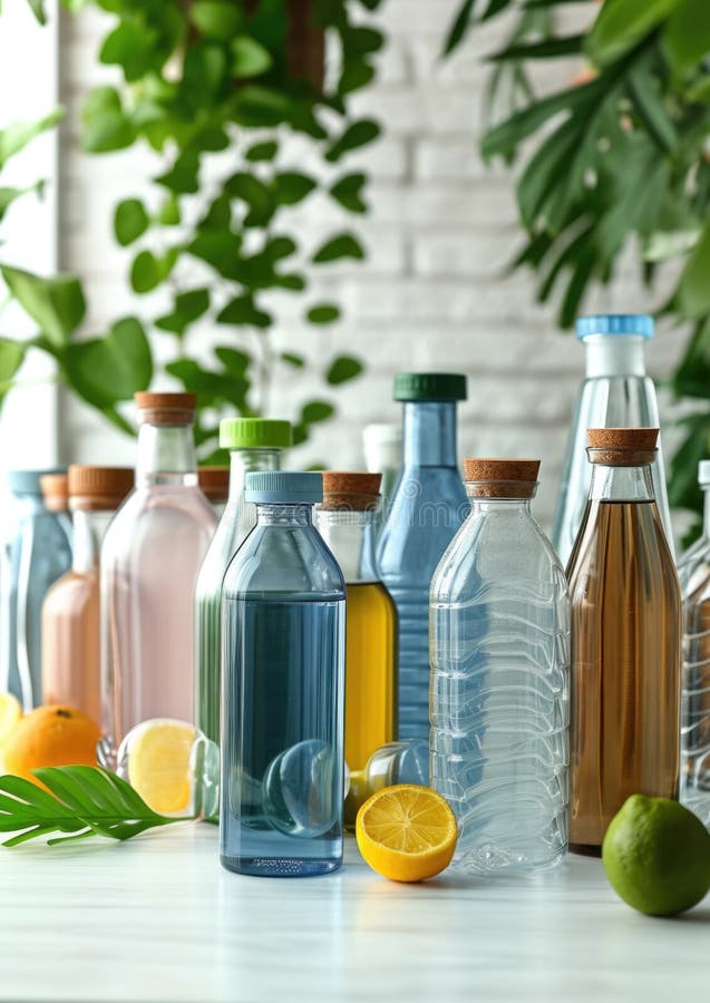 Collection of Reusable Water Bottles on a White Surface, Encouraging ...