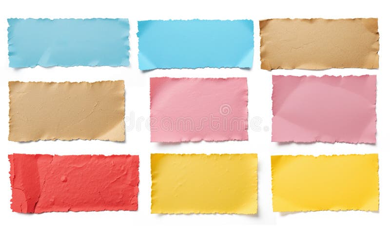 Collection of Ripped Torn Blue Paper Pieces Isolated on Transparent ...