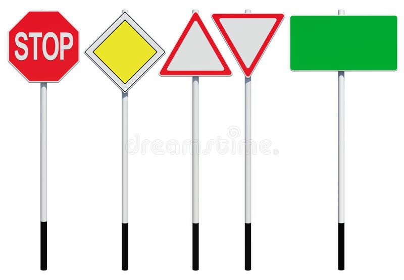 Triangle Road Sign. Front and Back View Stock Illustration ...