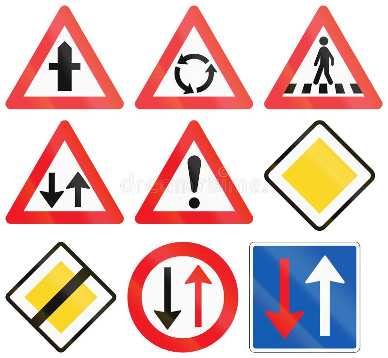 Collection of Road Signs Used in Denmark Stock Illustration ...