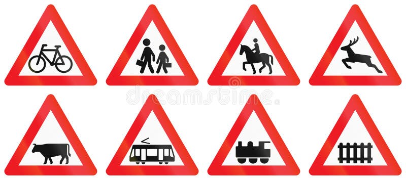 Collection of Road Signs Used in Denmark Stock Illustration ...