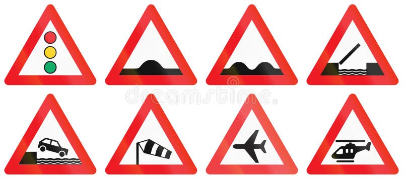 Collection Of Road Signs Used In Denmark Stock Illustration ...