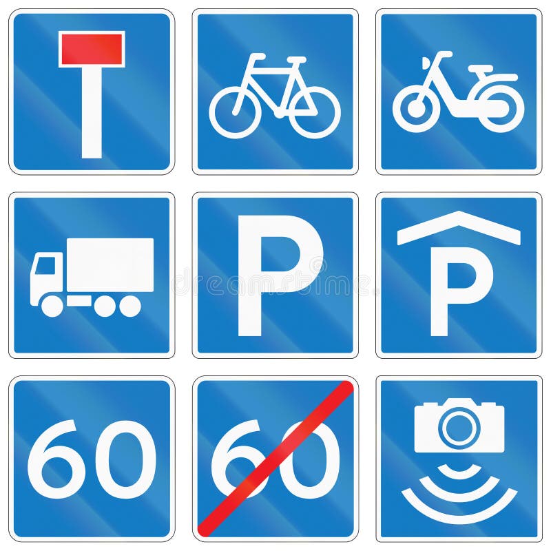 Collection of Road Signs Used in Denmark Stock Illustration ...
