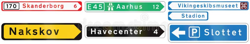 Collection of Road Signs Used in Denmark Stock Illustration ...
