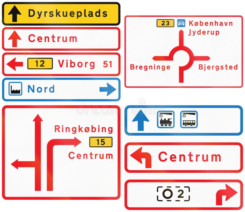 Collection of Road Signs Used in Denmark Stock Illustration ...