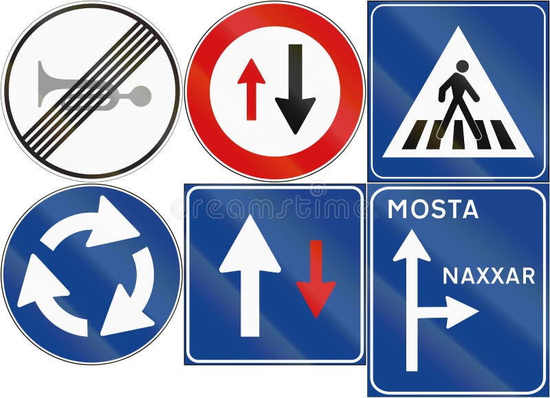 Collection of Road Signs Used in Malta Stock Illustration ...