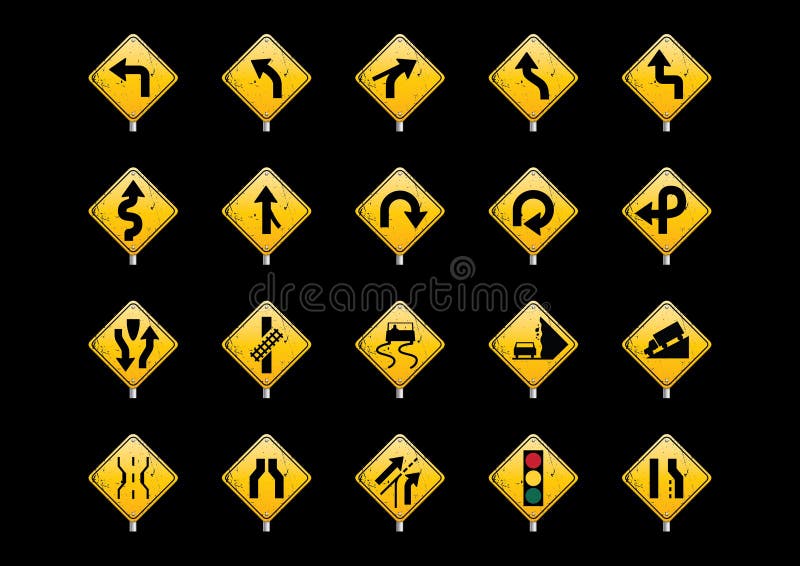 Collection of Road Signs. Vector Illustration Decorative Design Stock ...