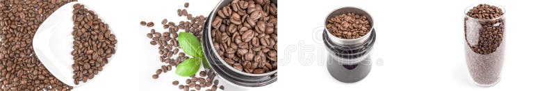 Collection of Roast Coffee Isolated on a White Background with Clipping ...