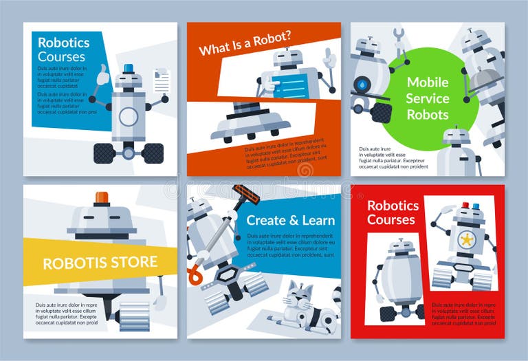 Collection Robotics Engineering Programming Banners Vector Flat ...