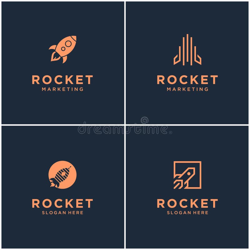 Collection of Rocket Monogram Logo Designs. Space Rocket Launching ...