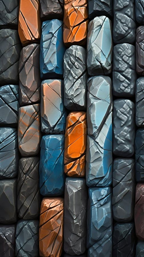Collection of Rocks in Different Colors, Arranged in Grid-like ...