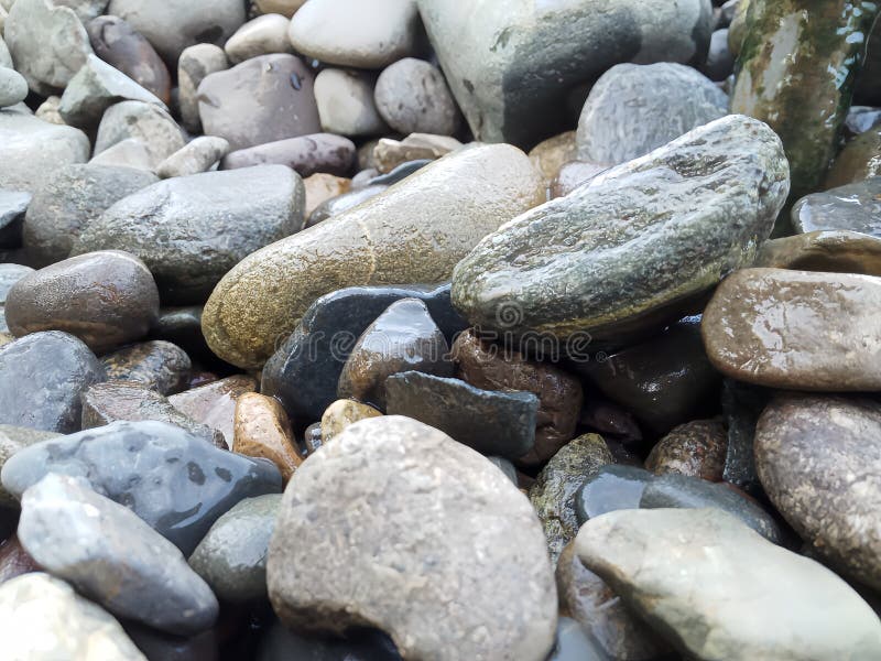 A Collection of Rocks Located on the River Bank Stock Image - Image of ...