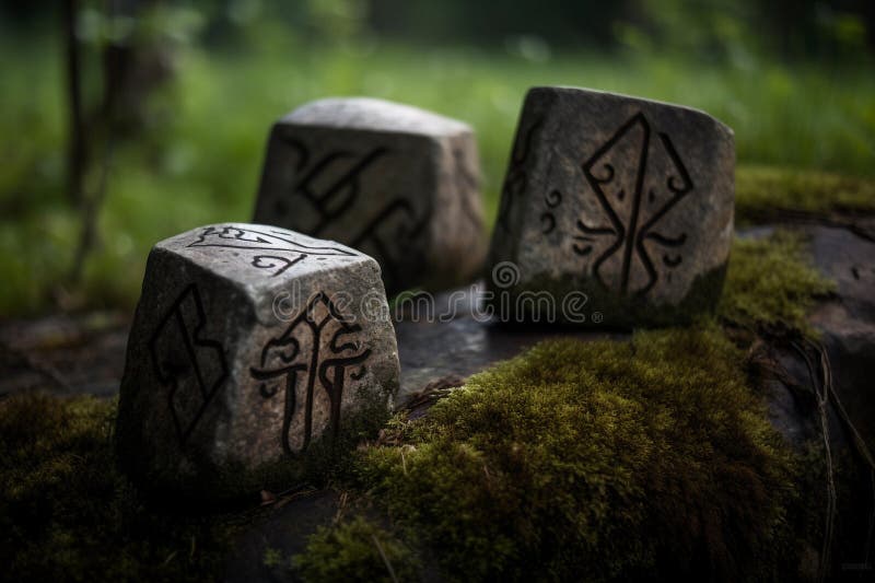 A Collection of Rocks with Runes AI Generation Stock Illustration ...
