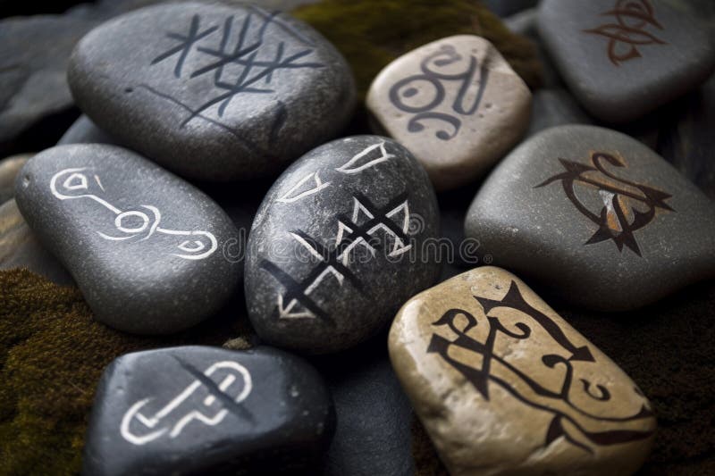 A Collection of Rocks with Runes AI Generation Stock Illustration ...