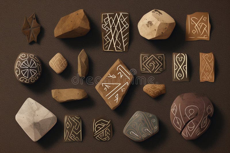 A Collection of Rocks with Runes AI Generation Stock Illustration ...
