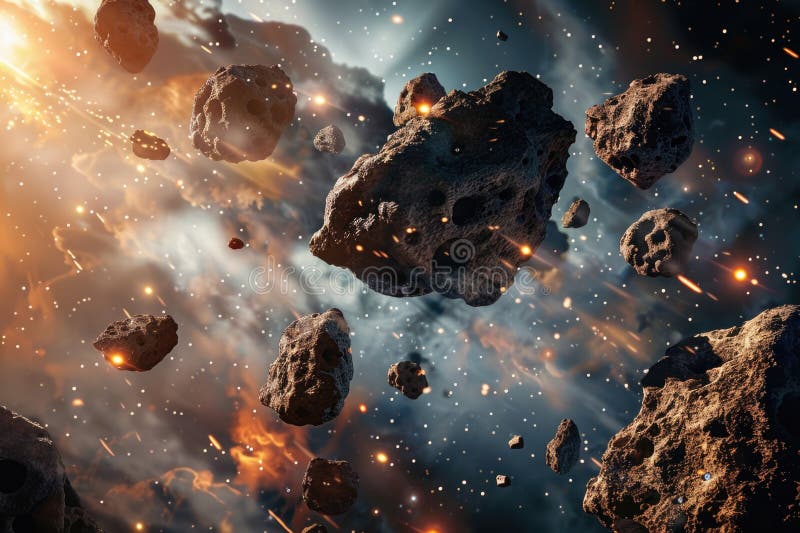 A Collection of Rocks Soaring through the Air, Captured in Mid-motion ...