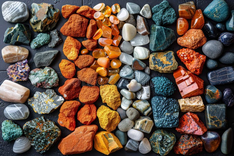 Collection of Rocks of Various Colors and Sizes. Stock Photo - Image of ...