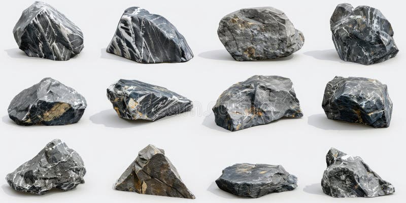 Collection Rocks White Background Suitable Various Design Projects ...