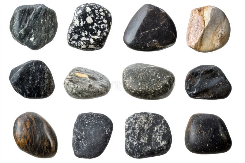 A Collection of Rocks on a White Surface Stock Photo - Image of white ...