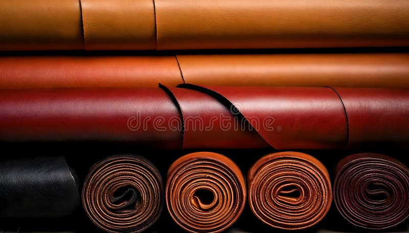 Rolled Leather Sheets in Various Colors Stock Illustration ...