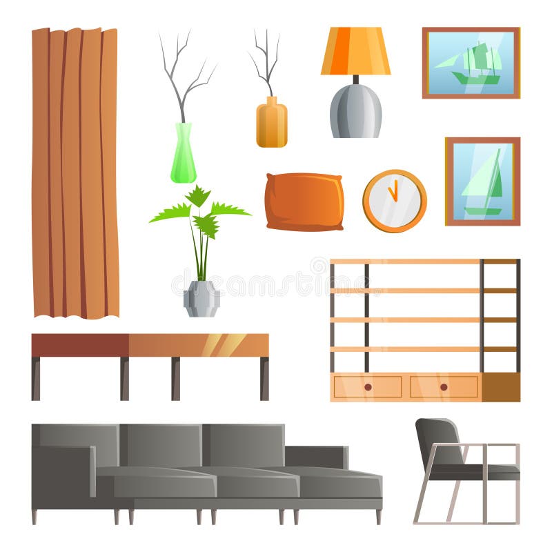 Collection of Room Decoration of Living Room with Gradient Design Stock ...