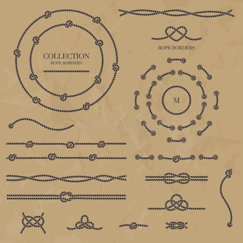 Collection of Rope Knots. Rope Frames, Borders and Knots. Stock Vector ...