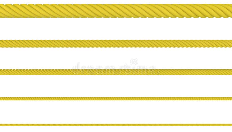 Collection of Ropes of Different Thicknesses. Isolated White Background ...