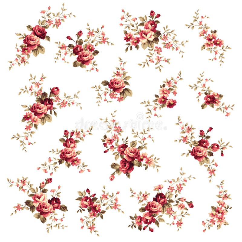 A Collection of Rose Flower Materials Created with an Old-fashioned ...