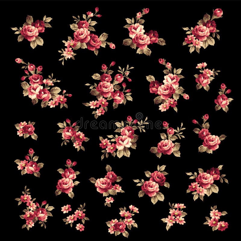 A Collection of Rose Flower Materials Created with an Old-fashioned ...