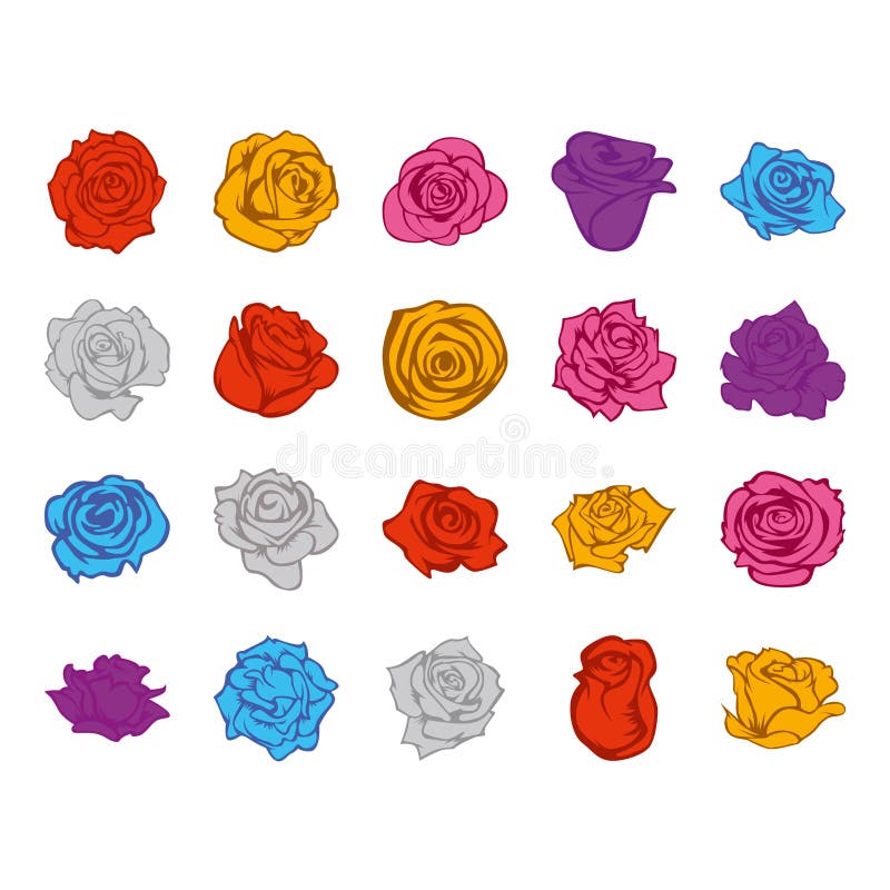 Rose icon set stock vector. Illustration of flower, logo - 267738503