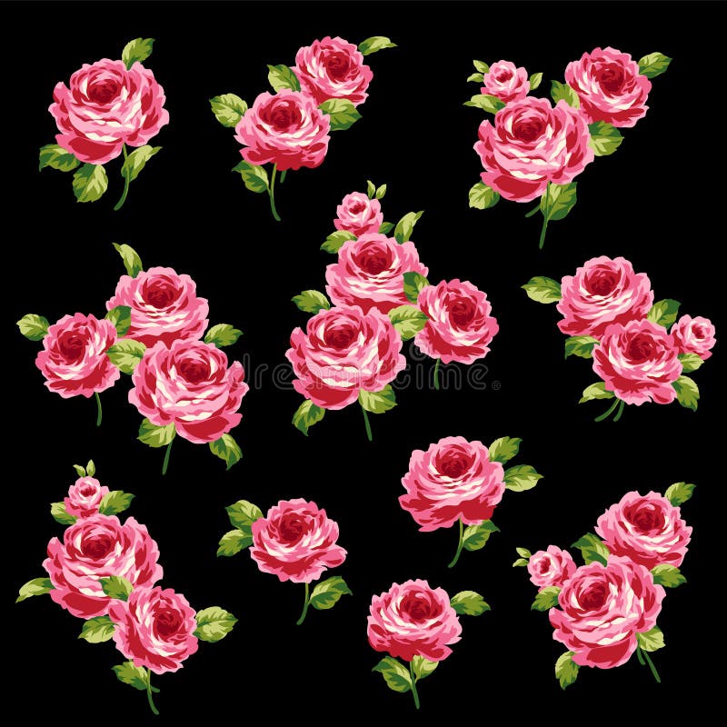 A Collection of Rose Materials Ideal for Textile Design, Stock Vector ...