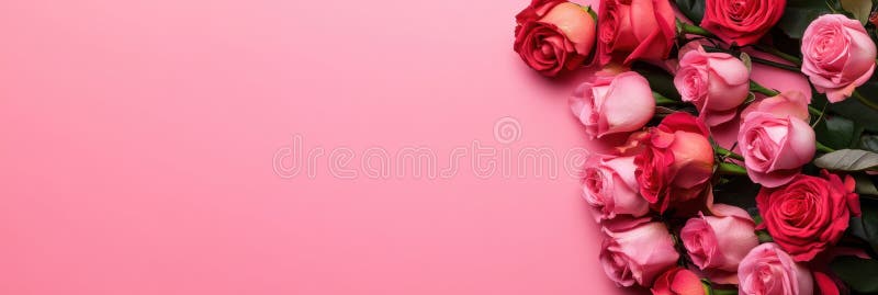 A Collection of Roses Displayed on a Soft Pink Surface. Stock Image ...