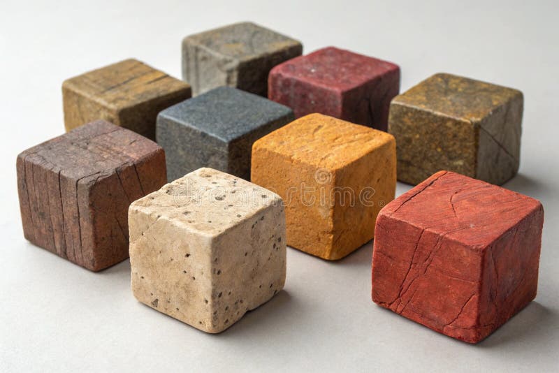 Collection of Rough-Textured Stone Cubes in Varied Colors - Generated ...
