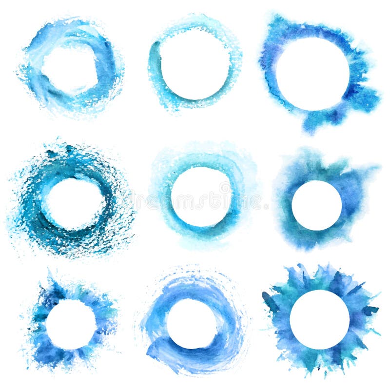 Collection of Round Blue Frame with Grunge Stock Vector - Illustration ...