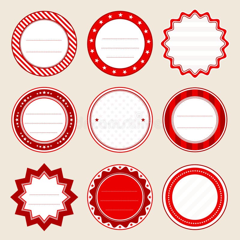 Set of Round Christmas Label Red and White Stock Vector - Illustration ...