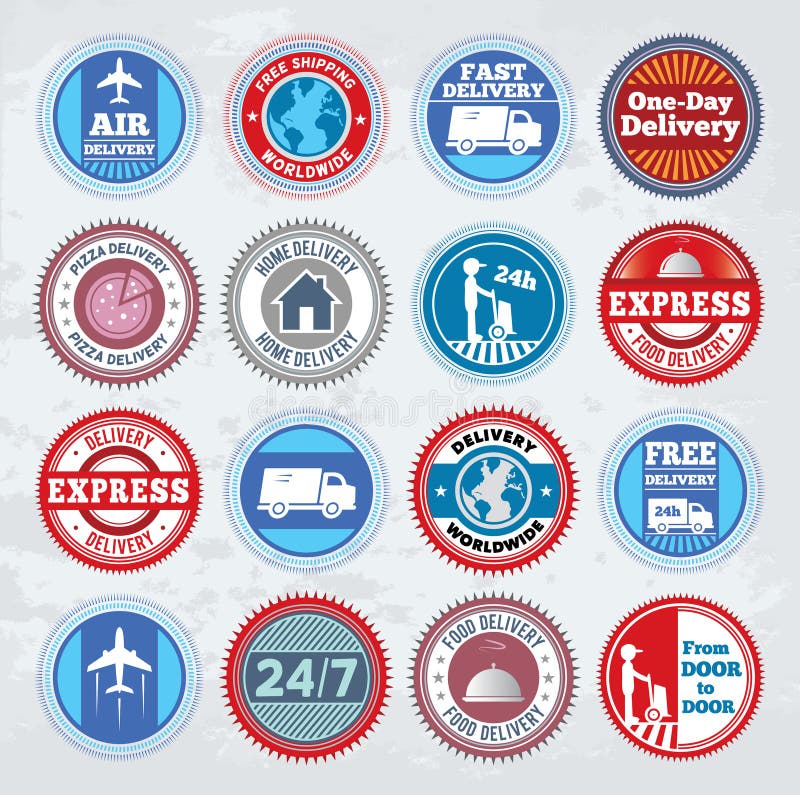 Various delivery labels stock vector. Illustration of circle - 39806604