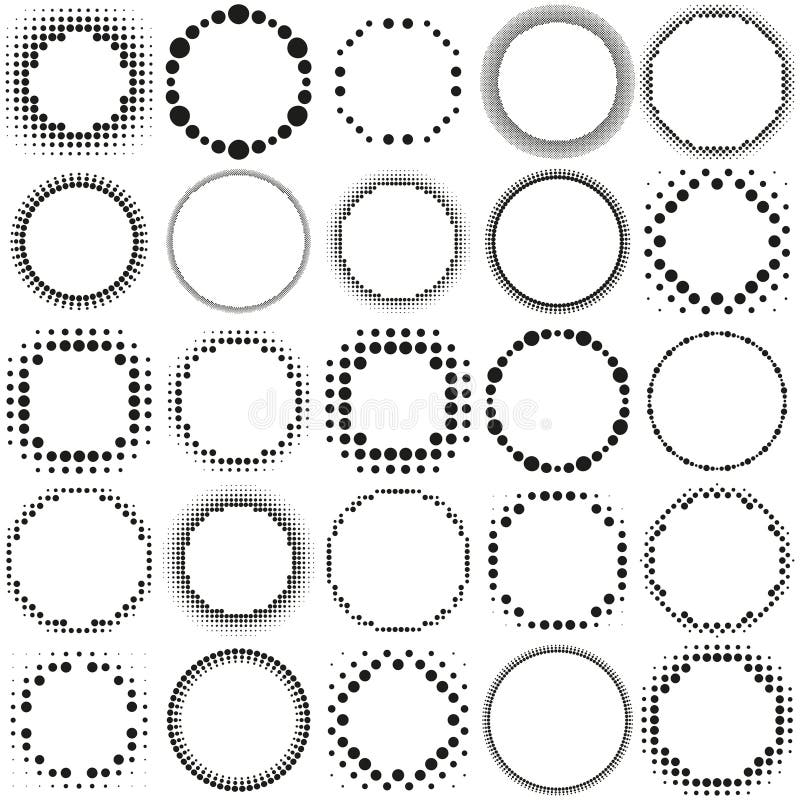 Collection of Round Dot Border Frames Stock Vector - Illustration of ...