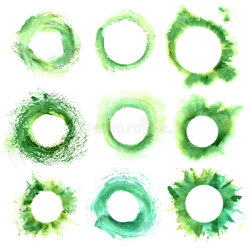 Collection of Round Green Frame with Grunge Stock Vector - Illustration ...