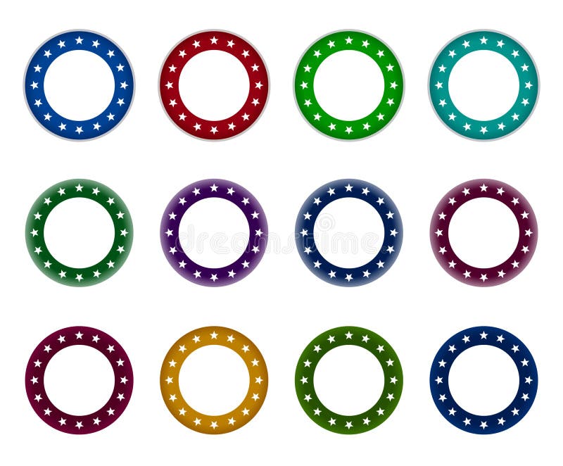 Collection of Round Label Border Frames. Colorful Badge Circle with ...
