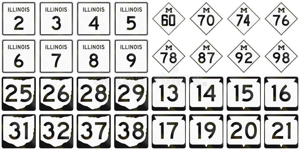 Collection of Route Shields in Different States of the US Stock ...