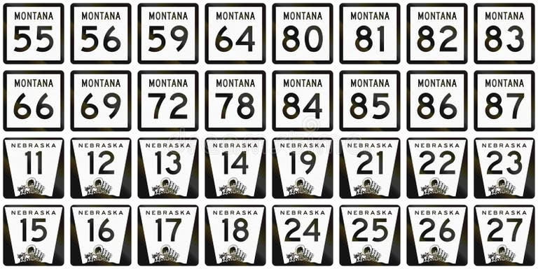 Collection of Route Shields in Different States of the US Stock ...